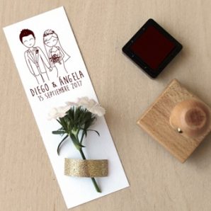 Sello personalizado para boda - Ilustración pareja de novios | How Nice Project
